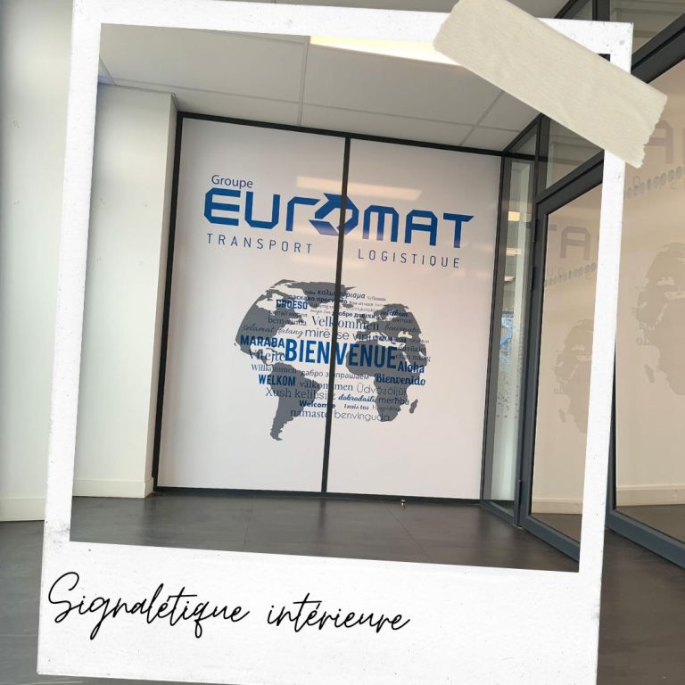 Projet signalétique et décoration chez EUROMAT ‣ PURE-COM