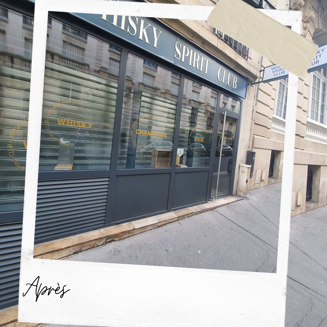 Vitrophanie Whisky Spirit Club – Paris ‣ PURE-COM